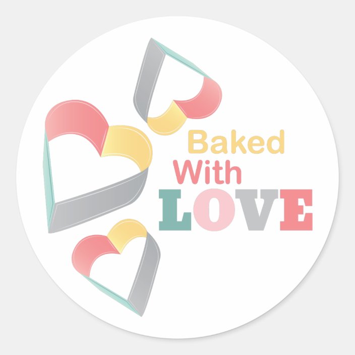 Baked With Love Classic Round Sticker | Zazzle.com