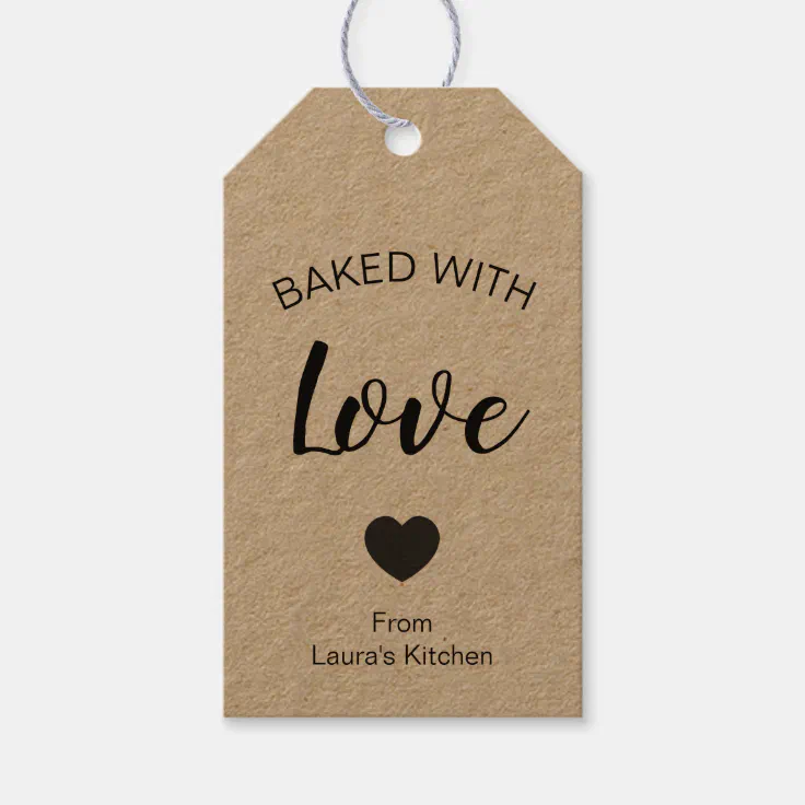 Baked with Love for Homemade Food Gifts Gift Tags | Zazzle