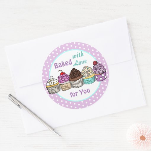 Baked with Love for You | Hand baked cupcake Classic Round Sticker | Zazzle