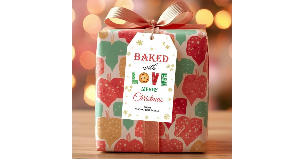Baked With Love Gift Tags | Holiday Favor Labels | Zazzle