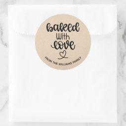 Baked With Love Homemade Baked Goods Gift Classic Round Sticker | Zazzle