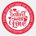 Baked With Love Personalized Holiday Baking Classic Round Sticker | Zazzle