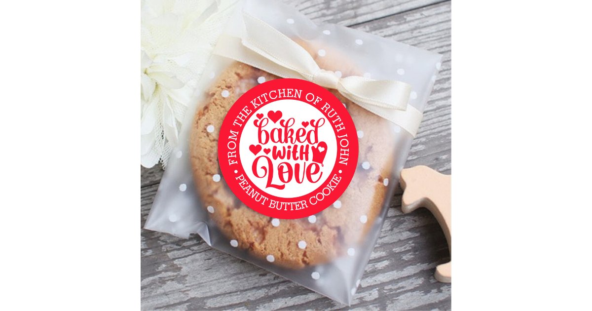 Baked With Love Personalized Holiday Baking Classic Round Sticker | Zazzle