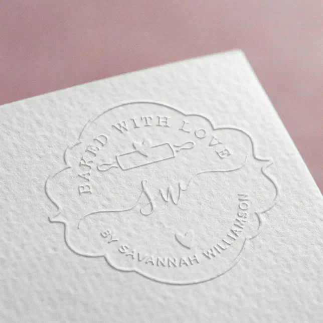 Baked With Love Rolling Pin Baker Script Monogram Embosser | Zazzle