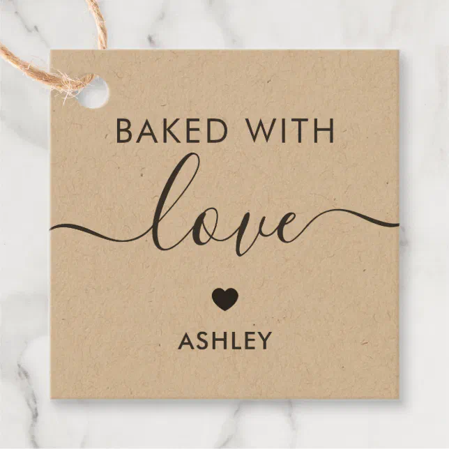 Baked With Love Tag, Homemade Gift Tag, Kraft Favor Tags | Zazzle