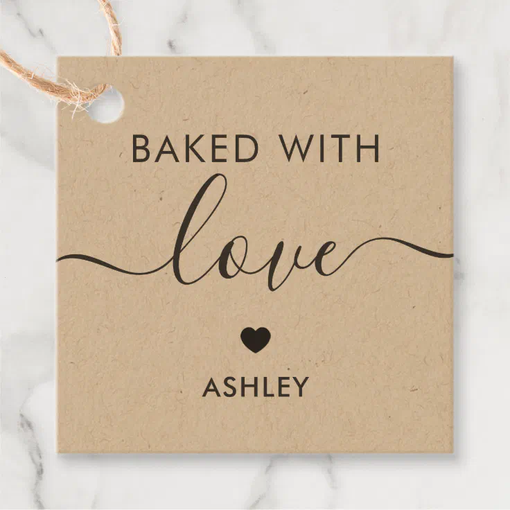 Baked With Love Tag, Homemade Gift Tag, Kraft Favor Tags | Zazzle