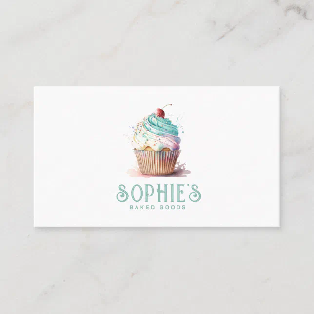 Baker Bakery Cupcake Logo Square Business Card | Zazzle