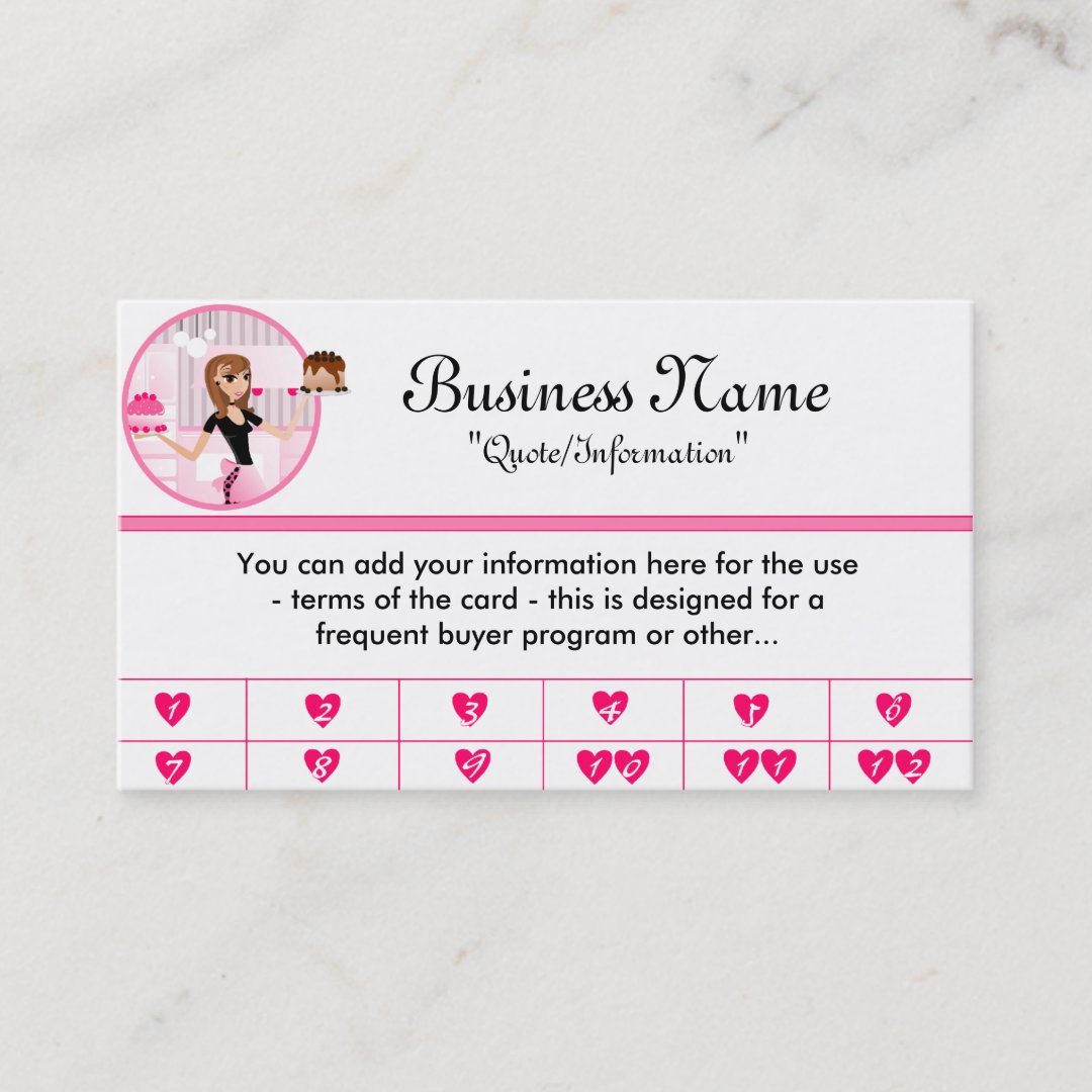 Baker/Bakery/Pastry Chef (D2) Frequent Buyer Cards | Zazzle