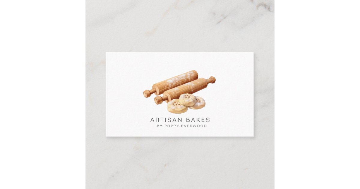 Baker Bakery Pastry Chef Rolling Pins Business Card | Zazzle