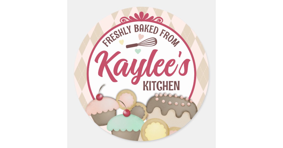 baker baking cupcake cookies cake gift stickers... classic round ...