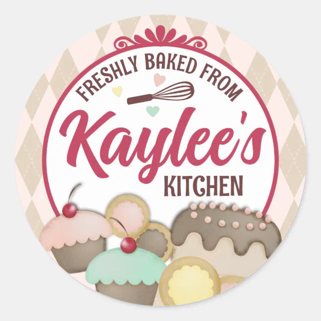 baker baking cupcake cookies cake gift stickers... classic round ...