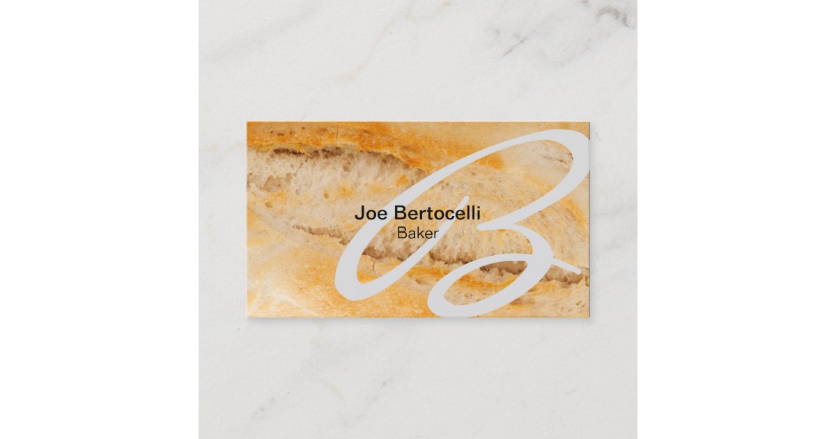 Baker Bread Texture Monogram Business Card | Zazzle
