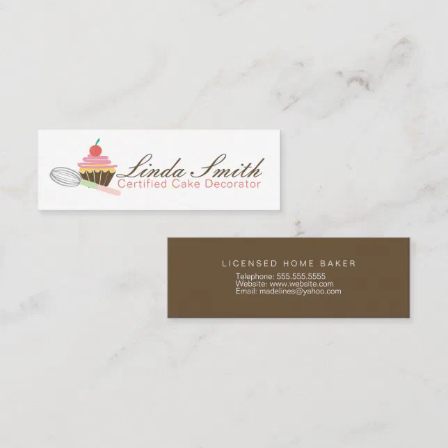 Baker Cake Bakery Decorator Cupcake Mini Business Card | Zazzle