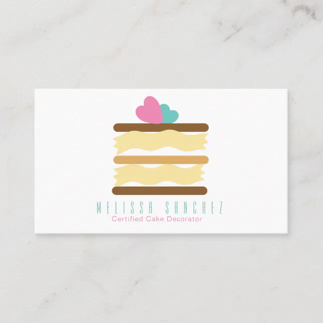 Baker Cake Bakery Decorator Slice Cake Business Card | Zazzle