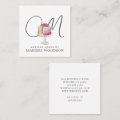 Baker Pastry Chef Pink Elegant Cake Monogrammed Square Business Card ...