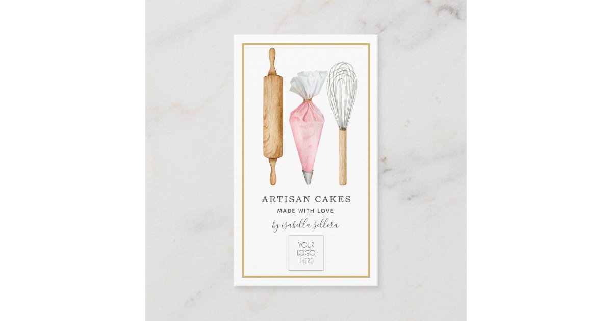Baker Pastry Chef Tools Logo Business Card | Zazzle