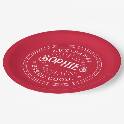 Baker's Bakery Red Logo Bakery Paper Plates | Zazzle