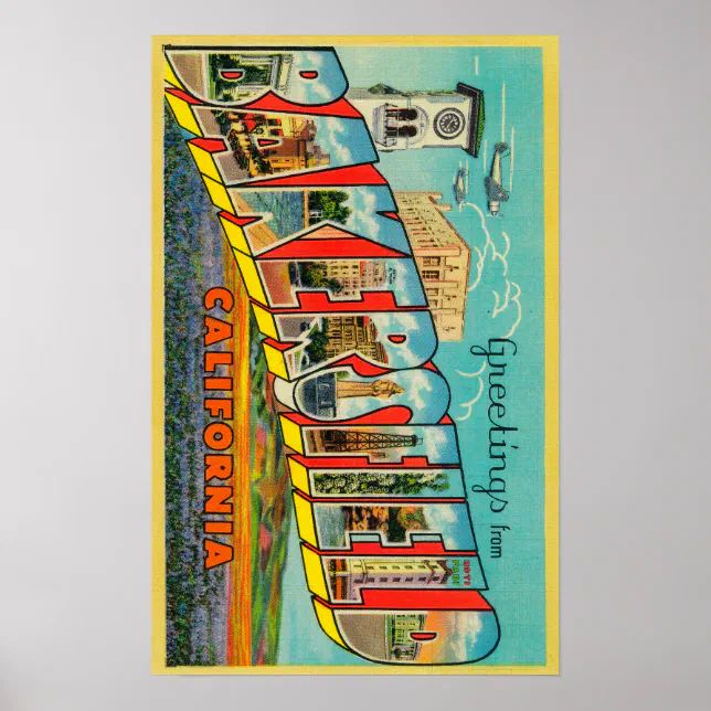 Bakersfield, California - Large Letter Scenes Poster | Zazzle