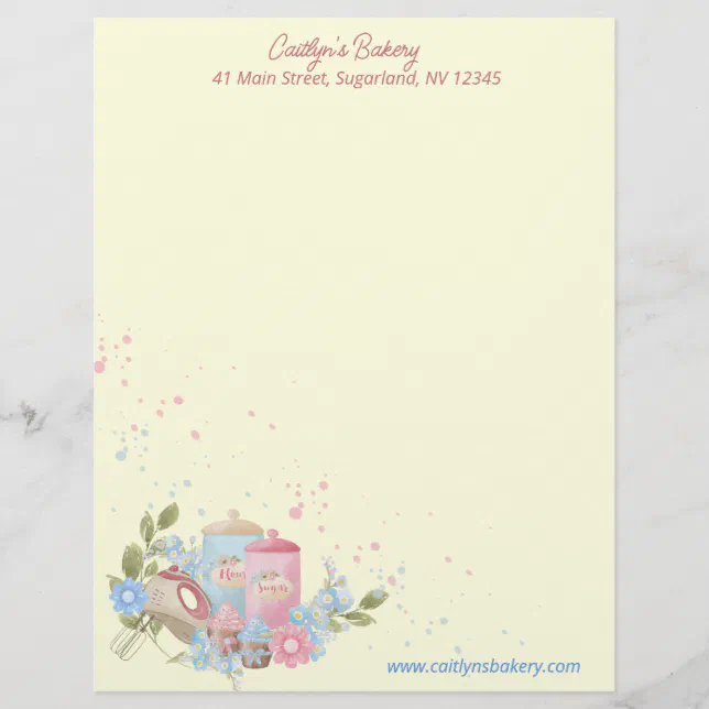 Bakery and Pastry Shop Personalized Letterhead | Zazzle