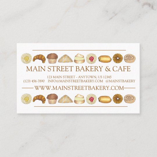 Bakery Baked Goods Croissant Donut Muffin Pastries Business Card ...