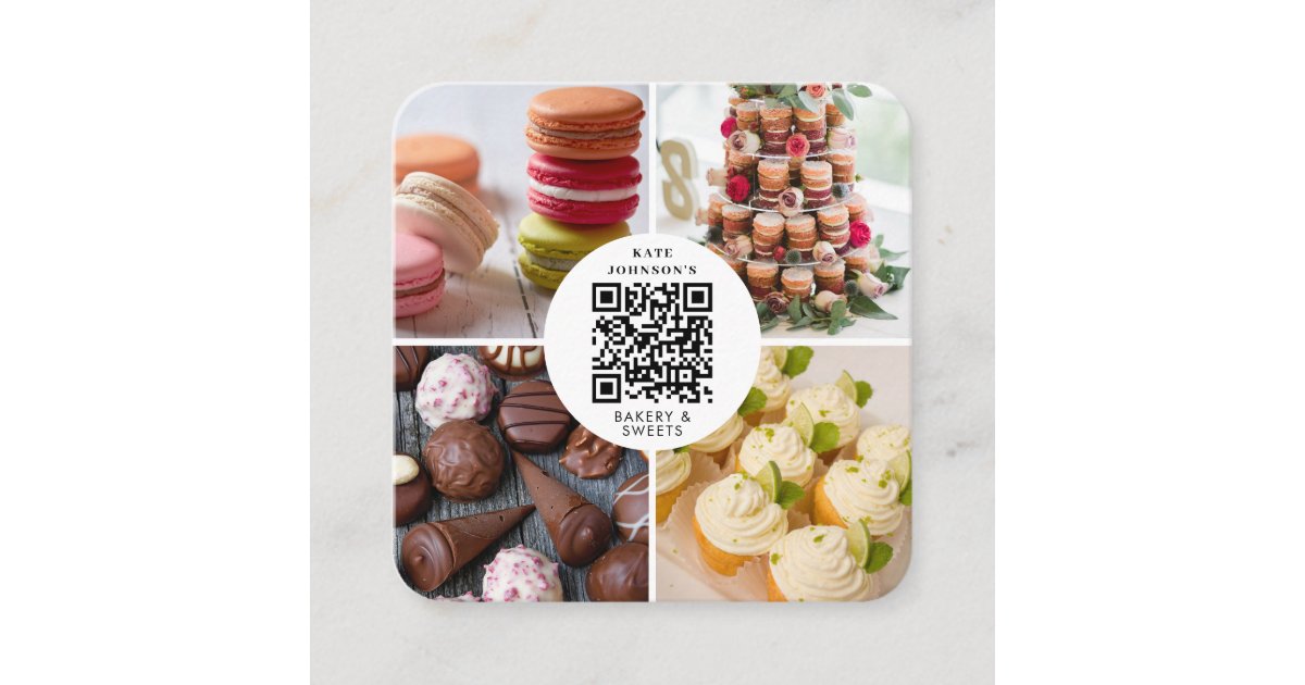 Bakery Baking Sweets Photo QR Code Social Media Square Business Card ...
