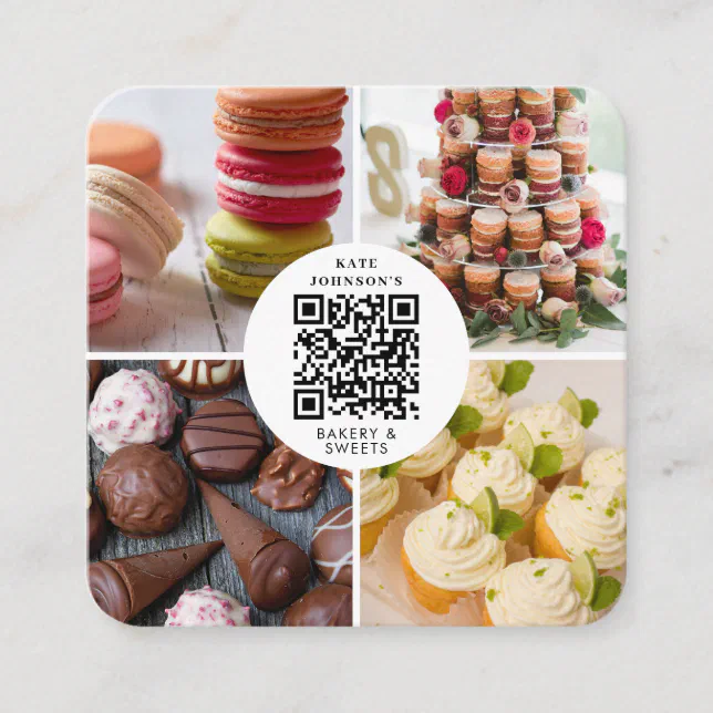 Bakery Baking Sweets Photo QR Code Social Media Square Business Card ...