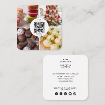 Bakery Baking Sweets Photo QR Code Social Media Square Business Card ...