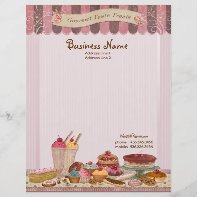Bakery Boutique Cakes & Patisserie Letterhead | Zazzle