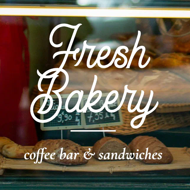Bakery Branding Business Script Window Glass Window Cling | Zazzle