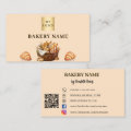 Bakery bread pastry peach QR code logo Business Card | Zazzle