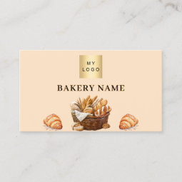 Bakery bread pastry peach QR code logo Business Card | Zazzle