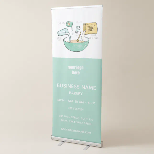 Bakery Business Bread Recipe Logo Retractable Banner | Zazzle