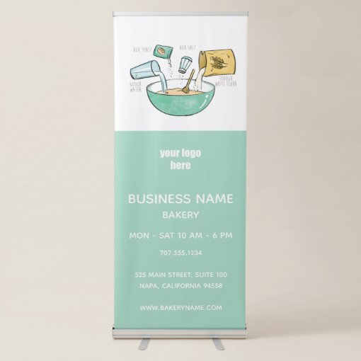 Bakery Business Bread Recipe Logo Retractable Banner | Zazzle