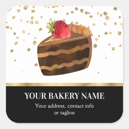 Bakery Business Cake Confetti Square Sticker | Zazzle.com