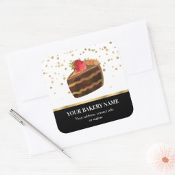 Bakery Business Cake Confetti Square Sticker | Zazzle