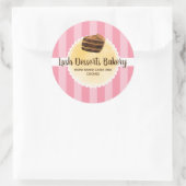 Bakery Business Pink Yellow Cake Packaging Classic Round Sticker | Zazzle