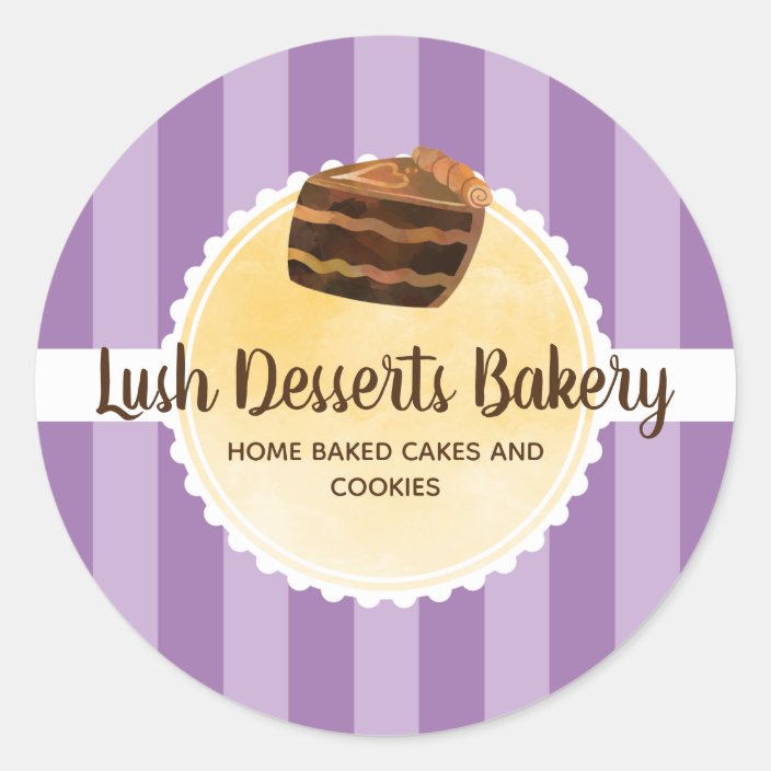 Bakery Business Purple Cake Bakery Packaging Classic Round Sticker ...