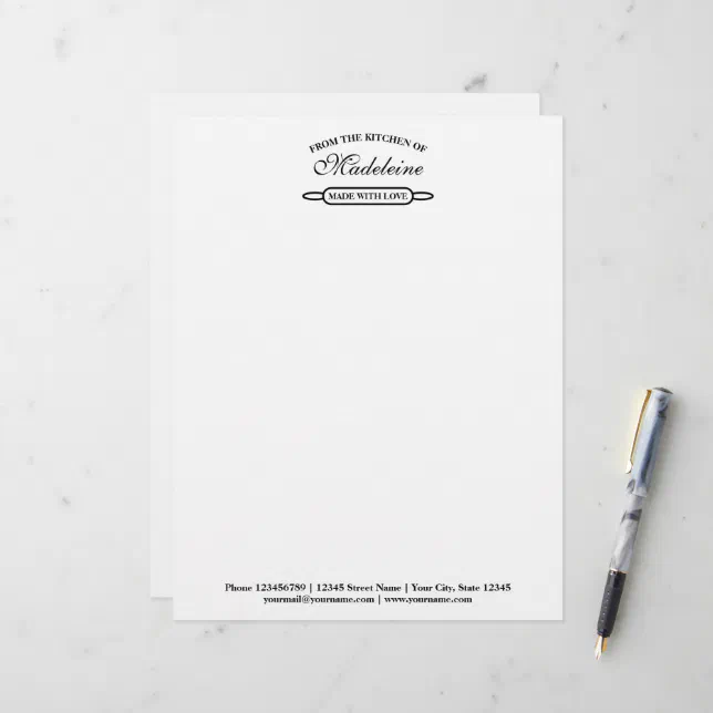 Bakery business rolling pin letterhead template | Zazzle