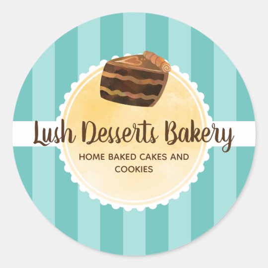 Bakery Business Teal Blue Cake Bakery Packaging Classic Round Sticker ...