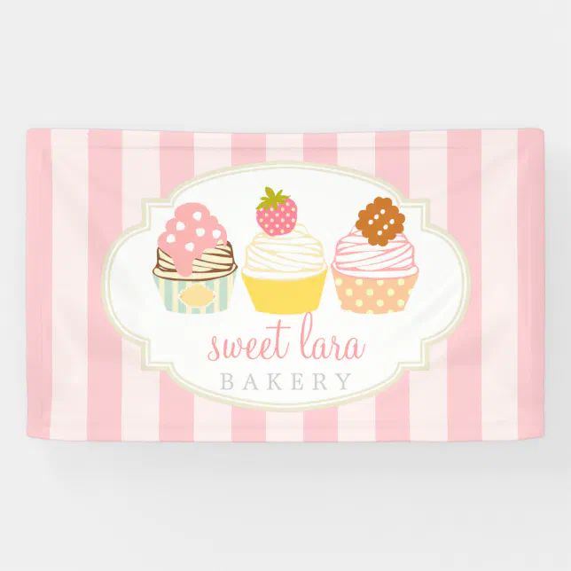 Bakery Cafe Retro Sweet Cupcakes Cute Boutique Banner | Zazzle