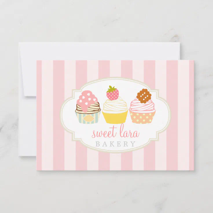 Bakery Cafe Retro Sweet Cupcakes Cute Gift Card | Zazzle