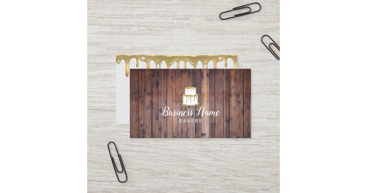 Bakery Cake Cupcake Dessert Rustic Wood Business Card | Zazzle