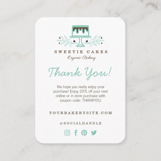 Bakery Cake Logo Thank You For Your Purchase Enclosure Card | Zazzle.com