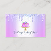 Bakery Cake Purple Glitter Drips Pastry Dessert Business Card | Zazzle