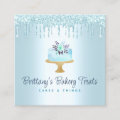 Bakery Cake Turquoise Pastry Glitter Drips Dessert Square Business Card ...