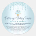 Bakery Cake Turquoise Pastry Glitter Drips Legal Classic Round Sticker ...