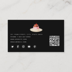 Bakery Cakes Sweets Baking QR Code Social Media Business Card | Zazzle