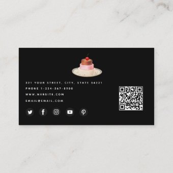 Bakery Cakes Sweets Baking QR Code Social Media Business Card | Zazzle