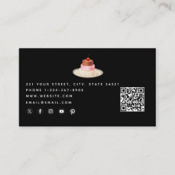 Bakery Cakes Sweets Baking QR Code Social Media Business Card | Zazzle
