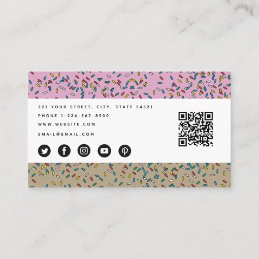 Bakery Cakes & Sweets QR Code Social Media Icons Business Card | Zazzle